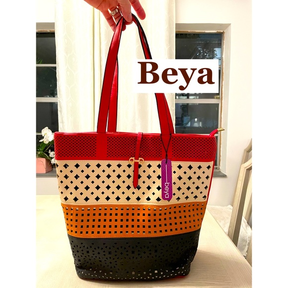 Beya | Bags | Beya Large Laser Cut Tote Bag New | Poshmark